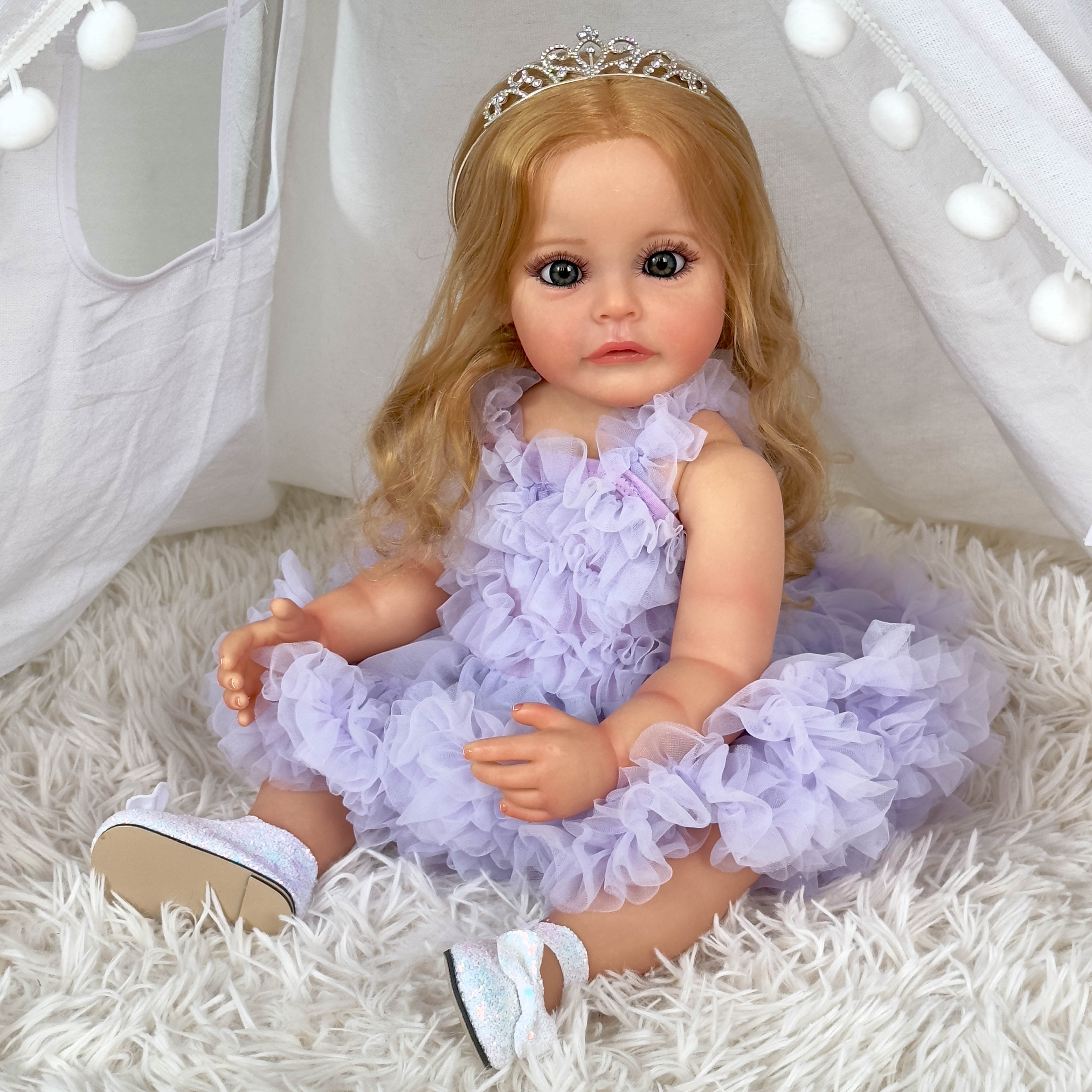 NPK 55CM Full Body Silicone Toddler Girl Sue-sue Doll Hand-Detailed ...