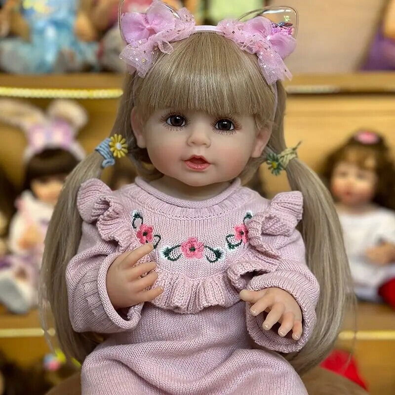 NPK 55cm Full Silicone Reborn Smile Baby Doll Kids for Girls Lifelike ...