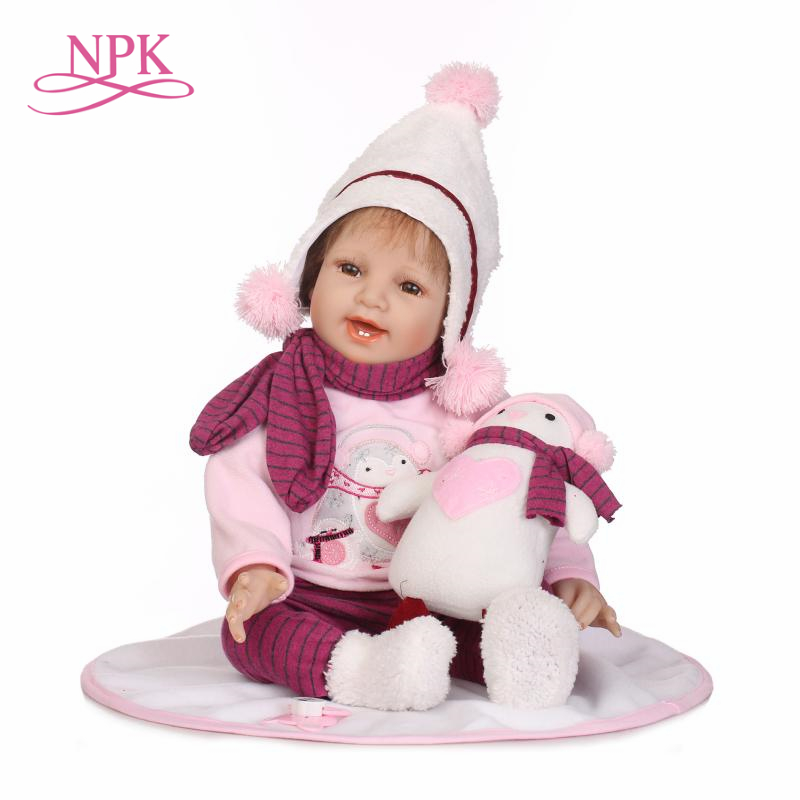 NPK 55cm Silicone Reborn Smile Baby Doll Kids Playmate Gift for Girls Bebe Alive Soft Toys for ...