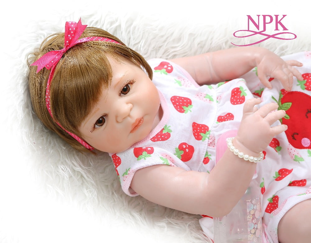 NPK 56CM bebe doll reborn baby sweet newborn girl victoria full body ...