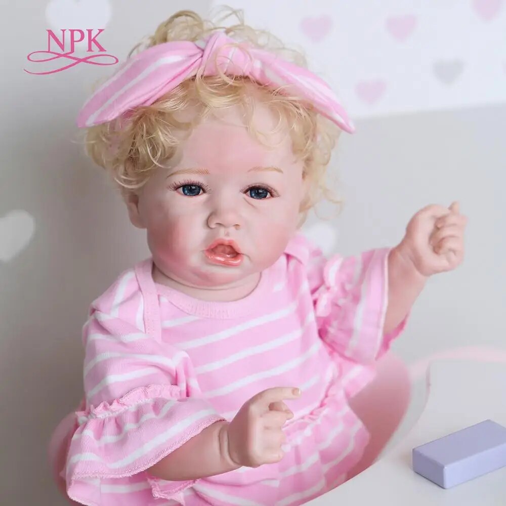 NPK 56CM rebborn baby doll soft full body silicone100% hand-made ...