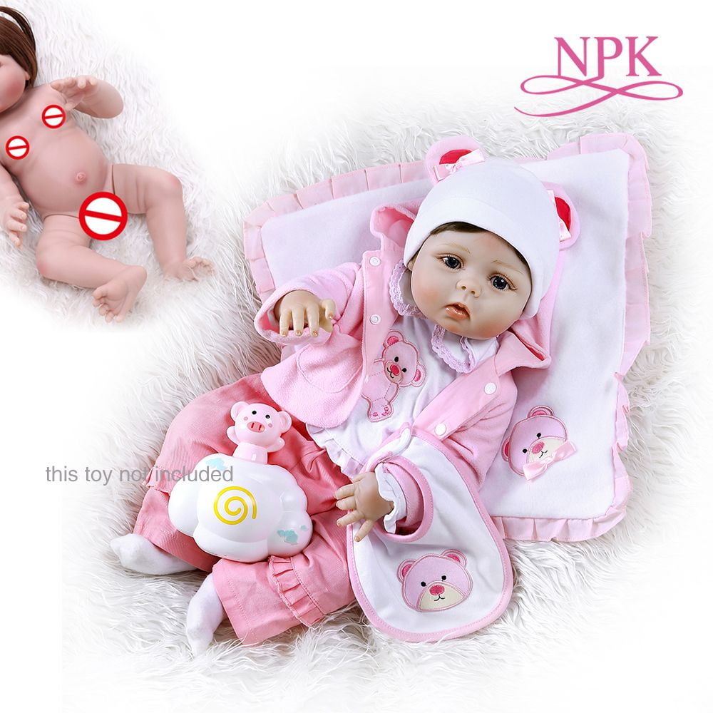 NPK 56CM reborn toddler girl doll full body soft silicone 0-3M real baby size bebe doll reborn ...