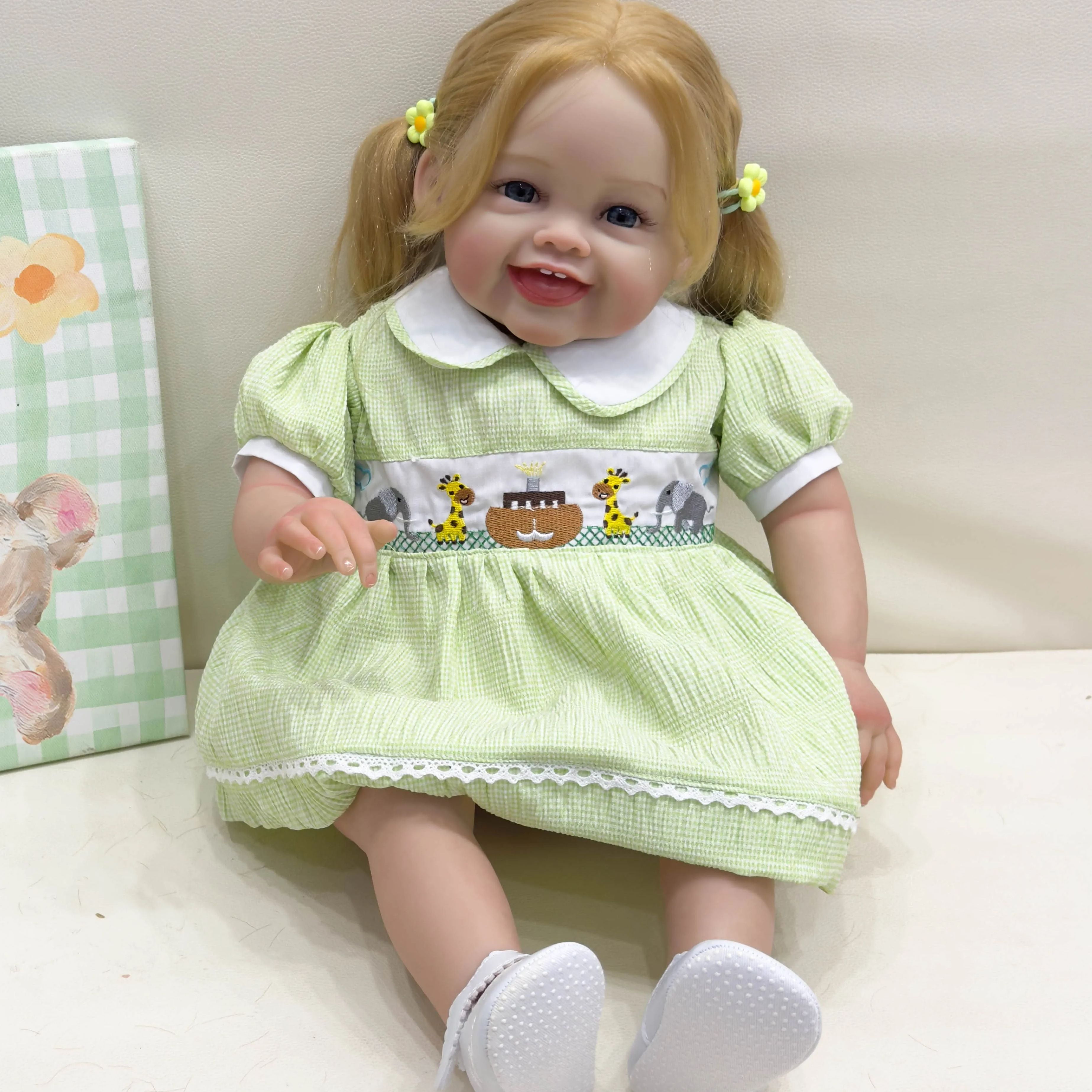 NPK 60CM Soft Body Devi Reborn Baby Toddler Doll Lifelike 3D Painting with Visible Veins Rooted ...