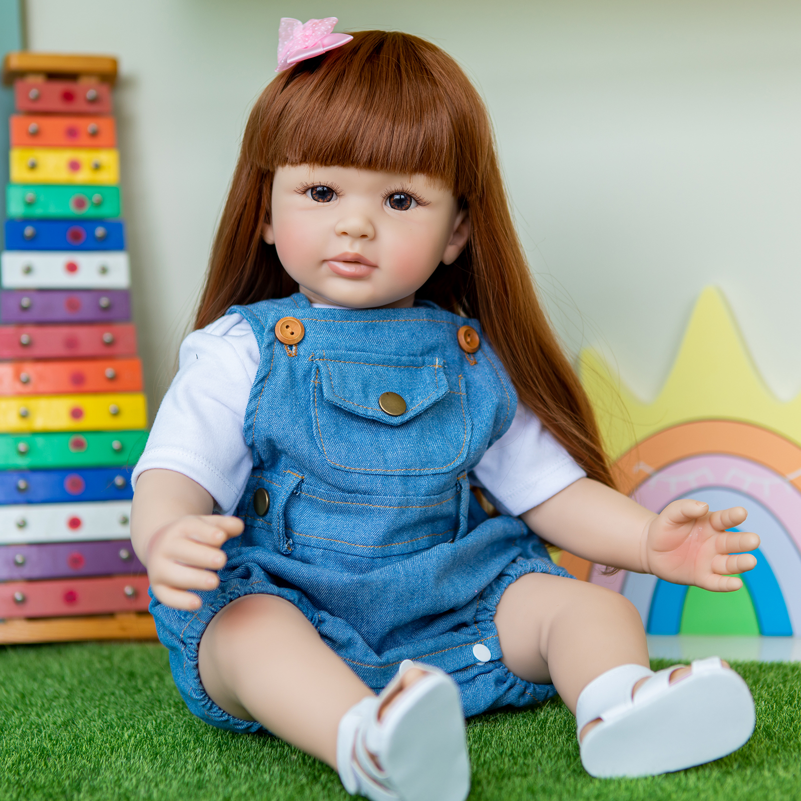 NPK 60cm big size reborn toddler princess Silicone vinyl adorable Lifelike Baby Bonecas girl ...