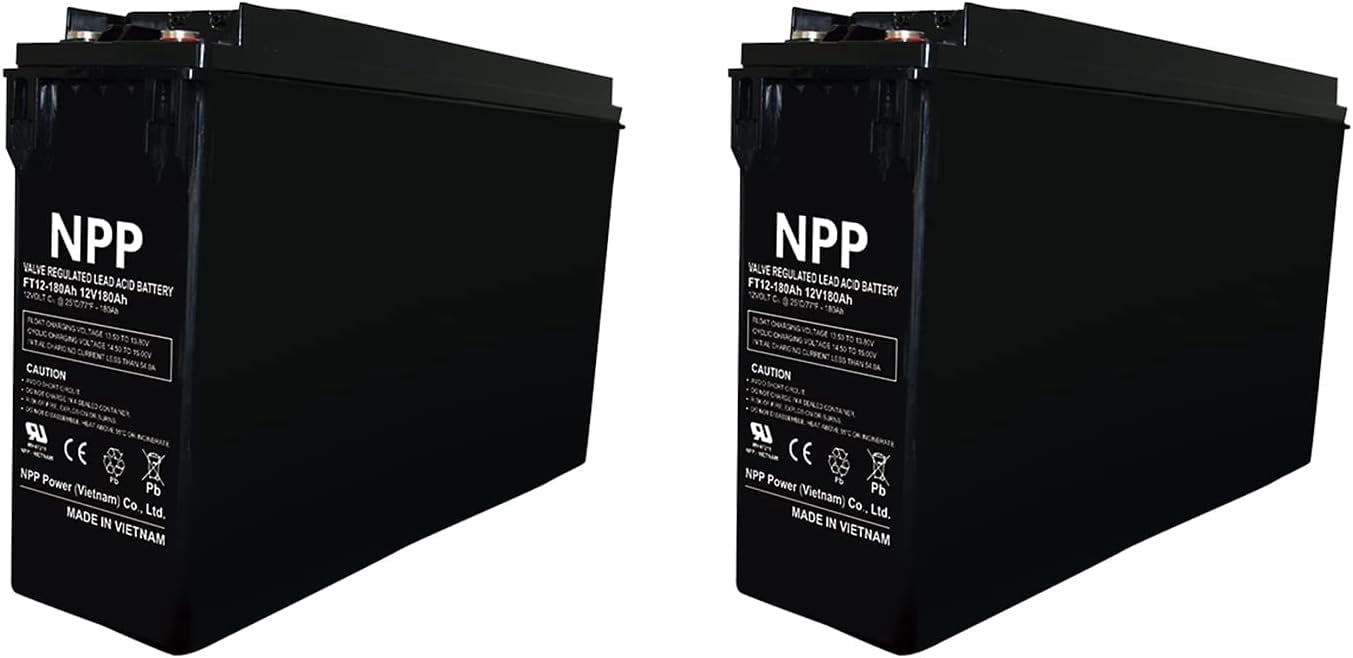 NPP FT12-180Ah(2 Pcs) 12V 180Ah Front Access AGM Deep Cycle SLA Battery ...