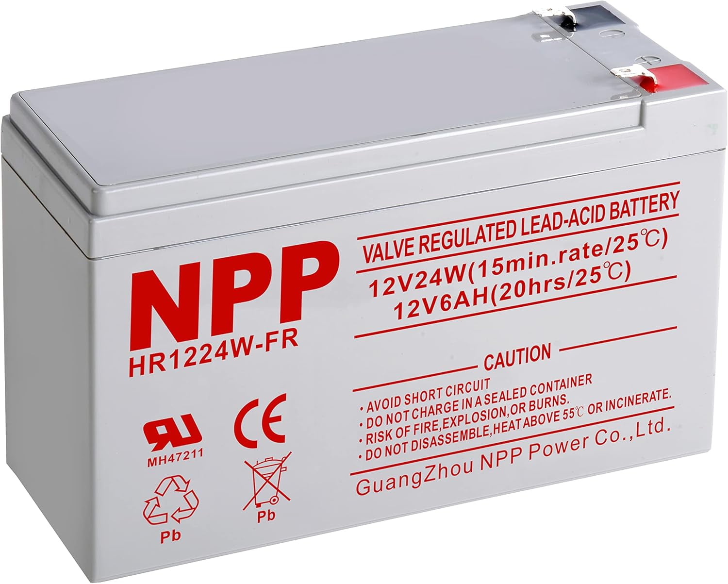 NPP HR1224W 12V 144Watts 24Watt/ Cell AGM Sealed Lead Acid Rechargeable ...