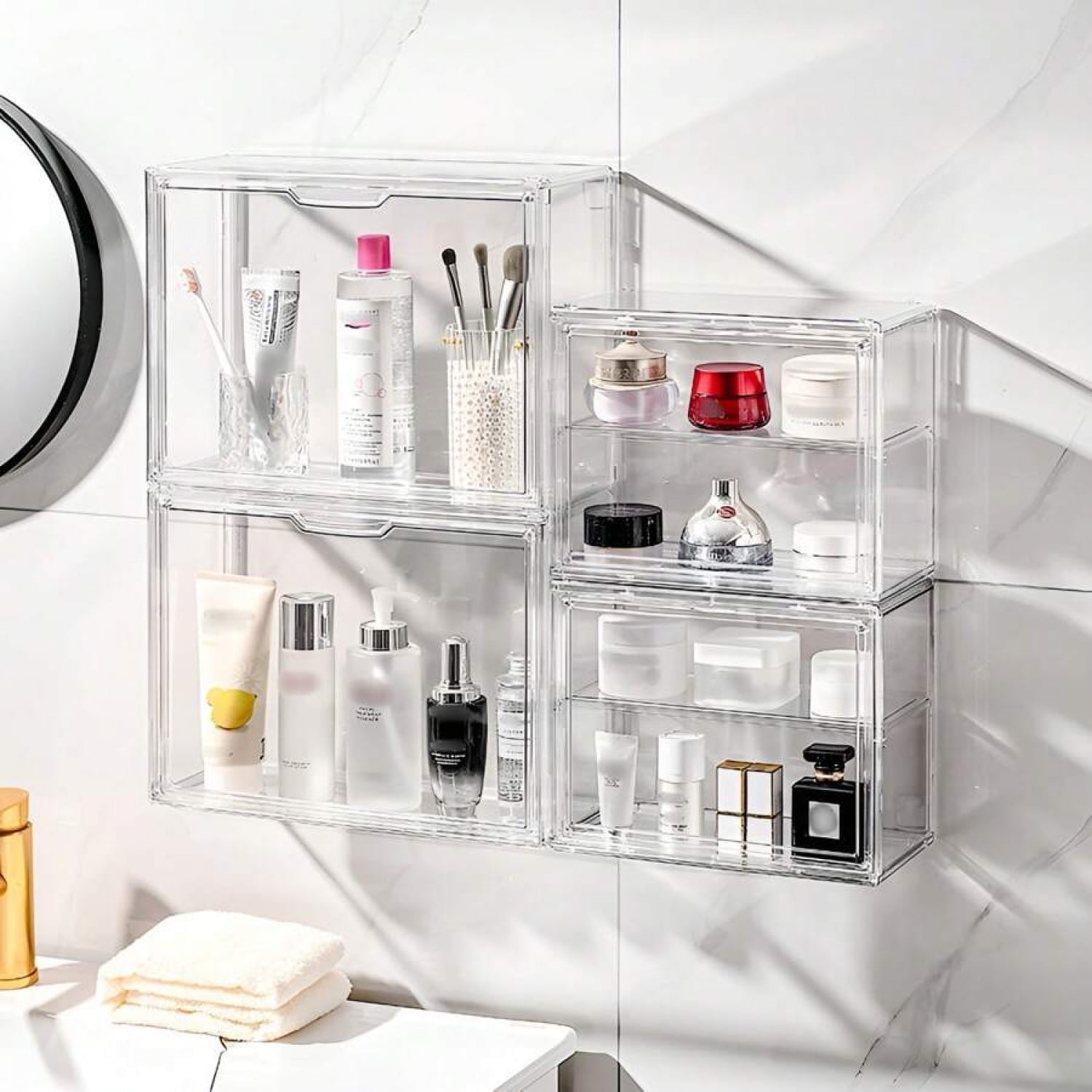 NPQERYZRXFJ Stackable Makeup Organizer and Storage, Acrylic Organizers ...