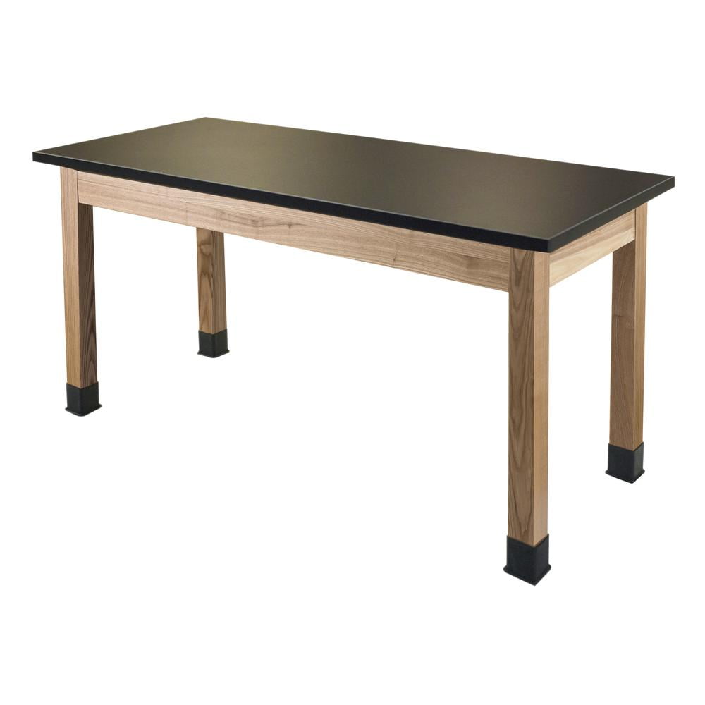 NPS 30x72" Solid Wood Science Lab Table with Chem-Res Top in Black ...