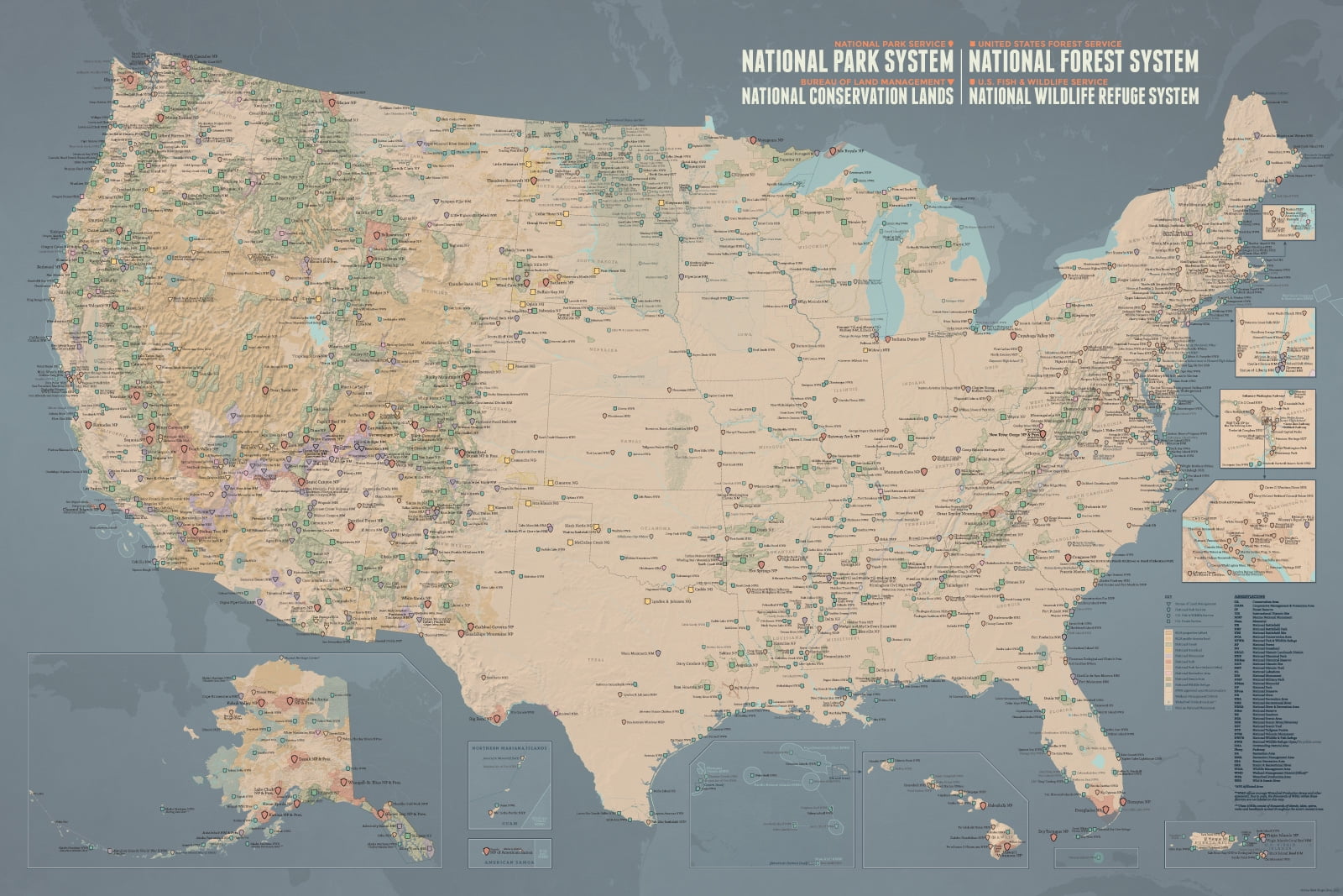 NPS x USFS x BLM x FWS Interagency Map 24x36 Poster: National Park ...