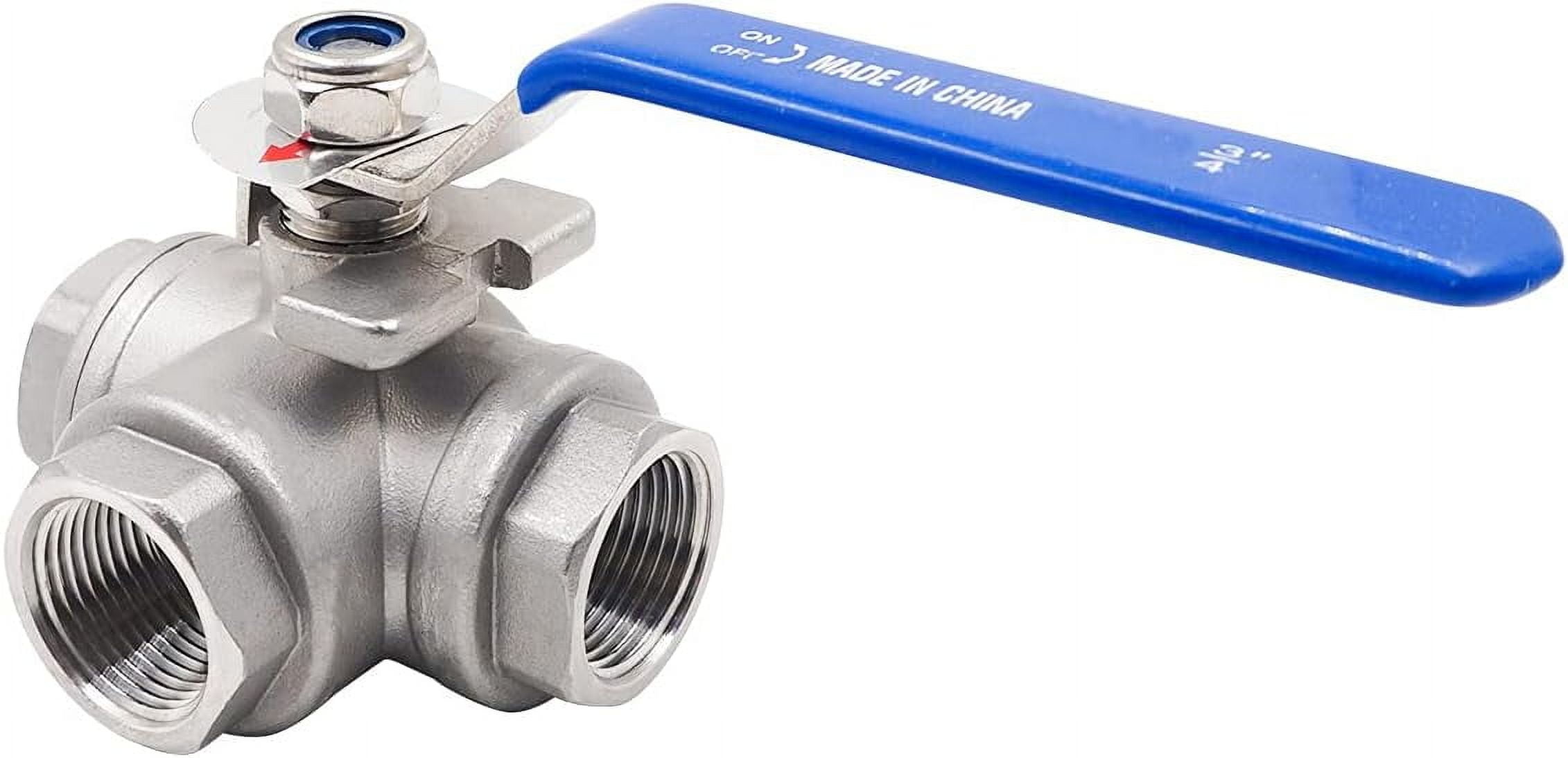 NPT 3/4 Threaded Stainless Steel 3 Way L Port Ball Valve with Mounting ...