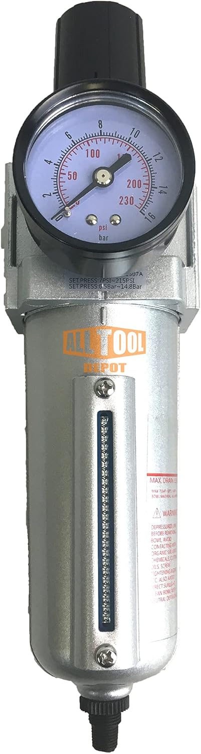 NPT HEAVY DUTY Compressed Air In Line Filter Regulator Combo Piggyback ...