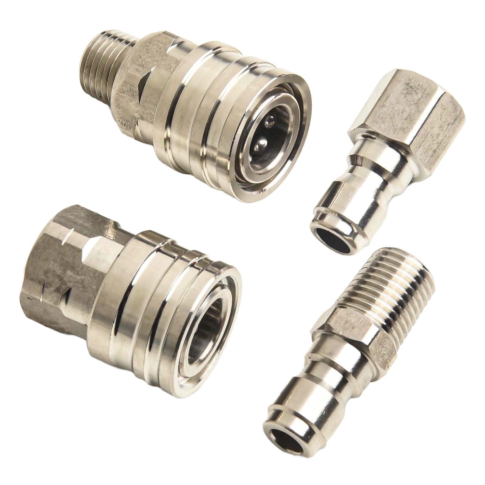 NPT Quick Connect Adapter Kit 1/4\" 3/8\" Stainless Steel High Pressure Washer Couplers Male ...