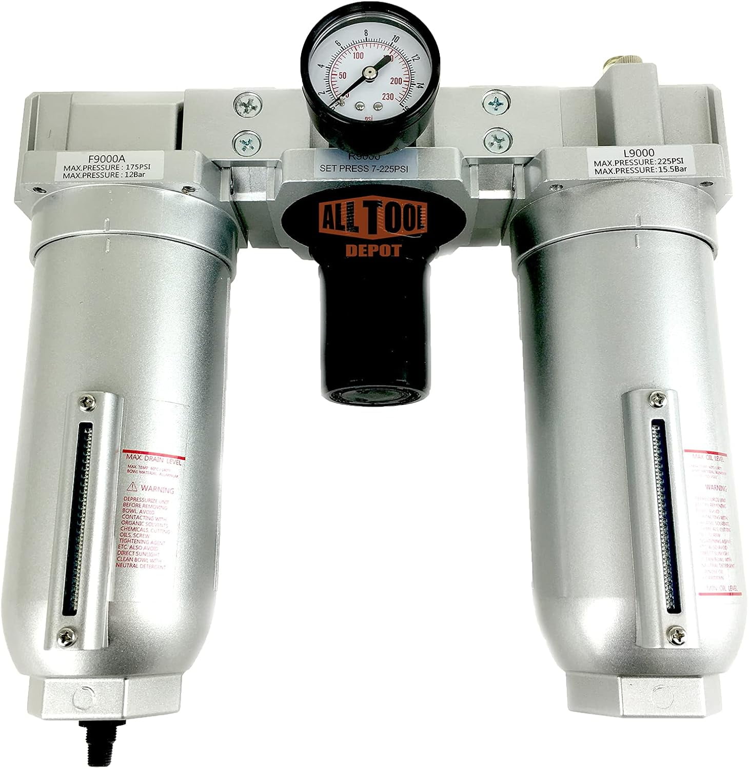 NPT SUPER DUTY Compressed Air In Line Filter Regulator Lubricator Oiler ...