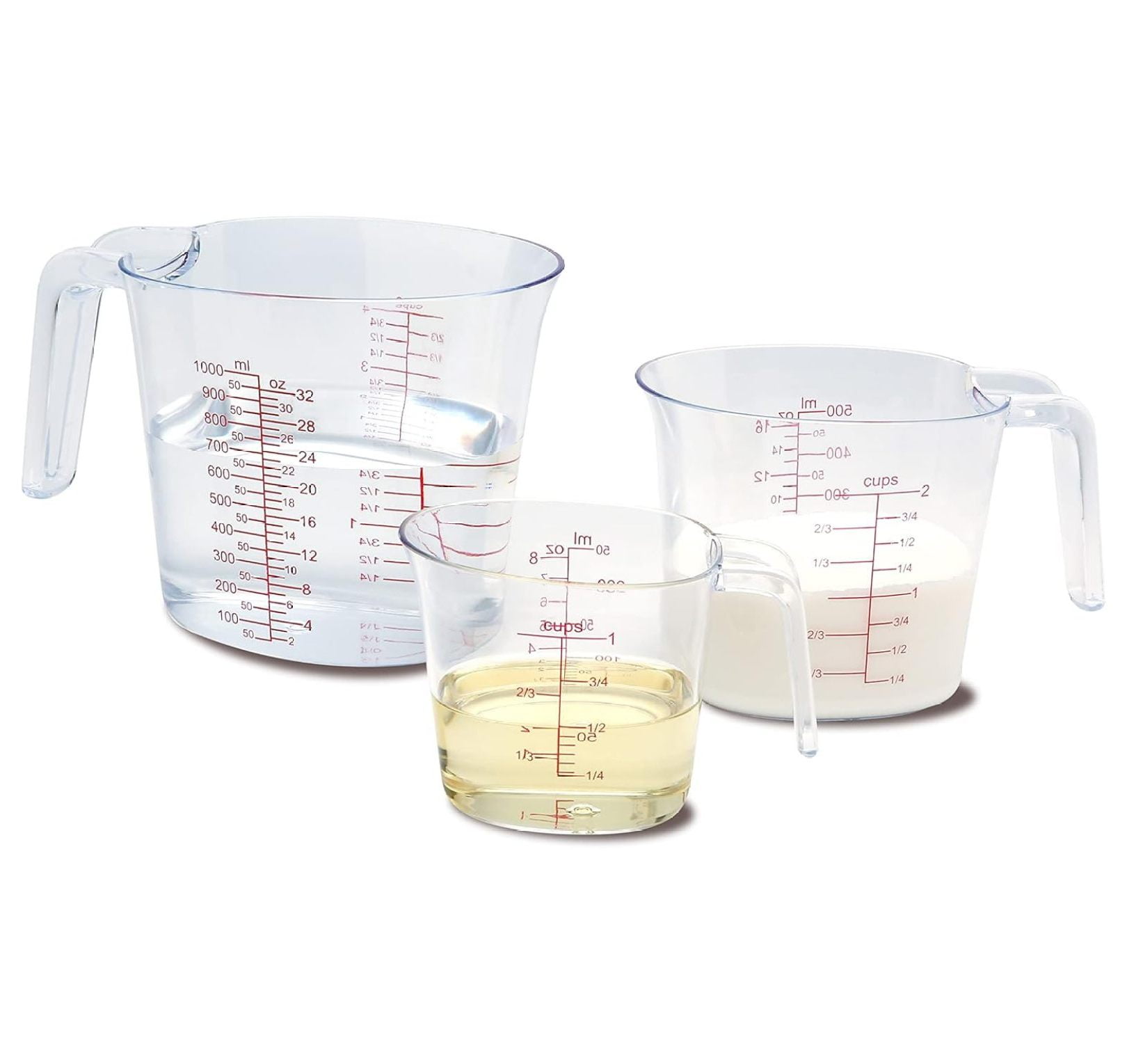 NPYPQ 3-Piece Plastic Measuring Cup Set | Liquid Measurements Cups ...