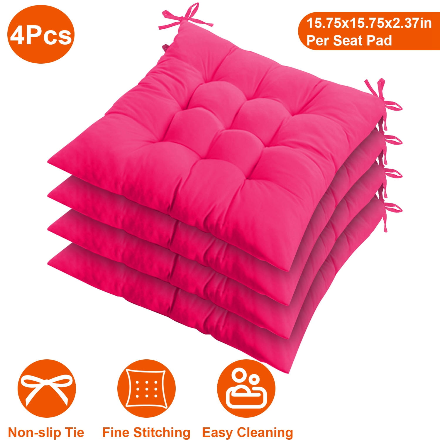 NPolar Square Chair Cushion 15.75x2.37in Soft Tie on Sitting Mat Cotton ...