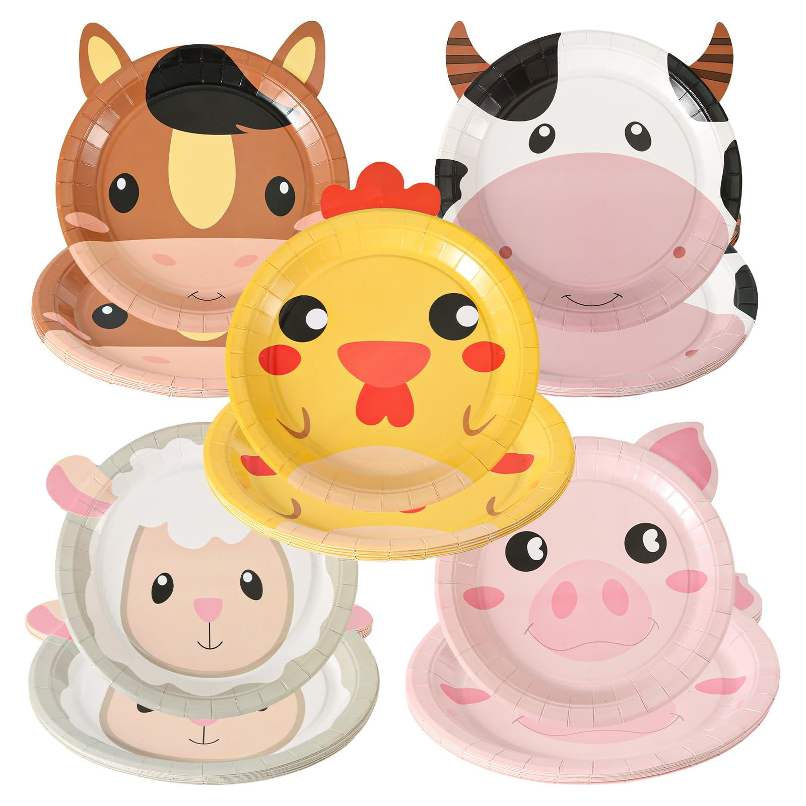 NQEUEPN 50pcs Farm Animal STF9 Party Plates, Farm Animal Single-use ...