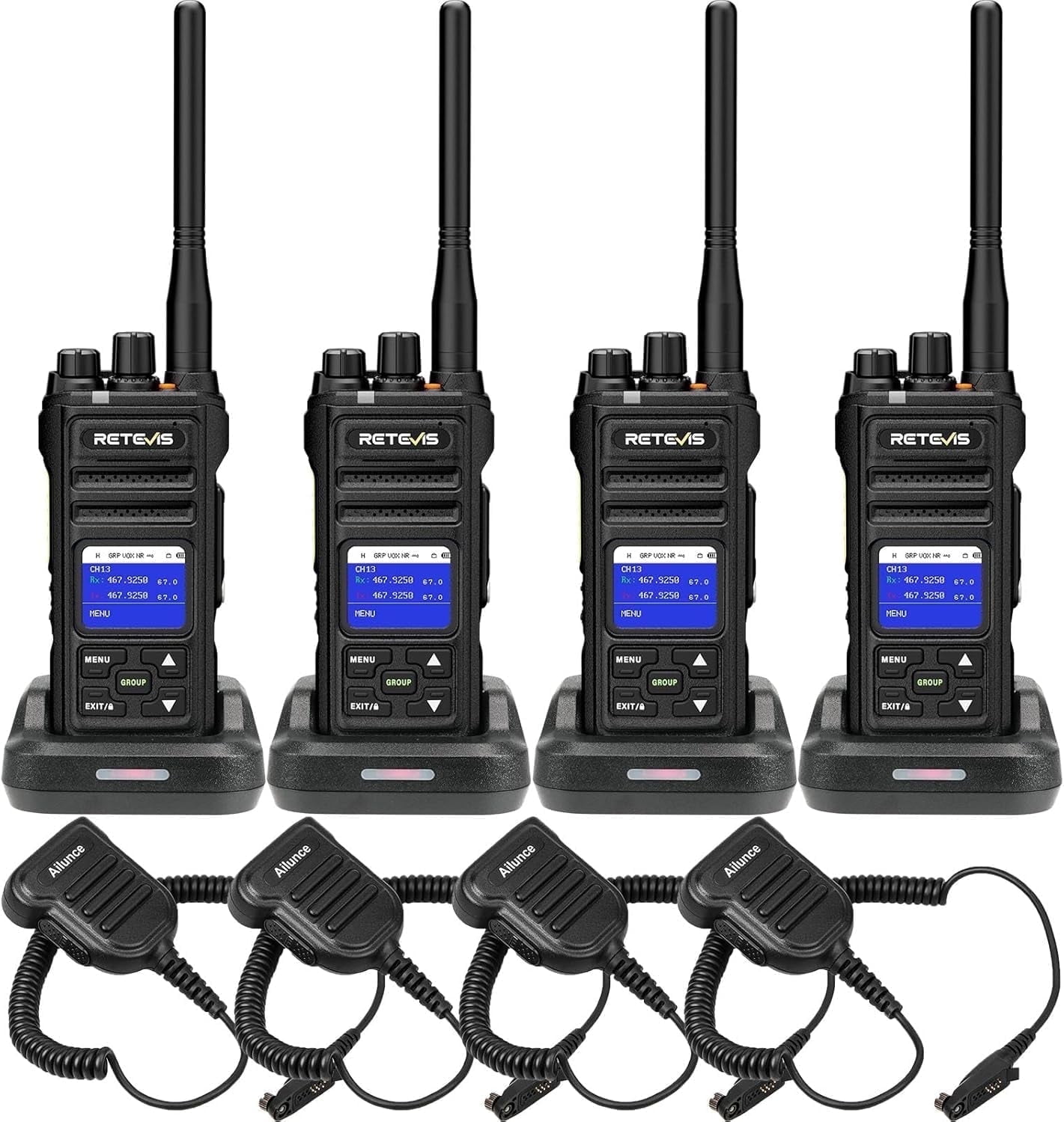 NR30S Walkie Talkies with Shoulder Mic, IP67 Waterproof 2 Way Radio ...