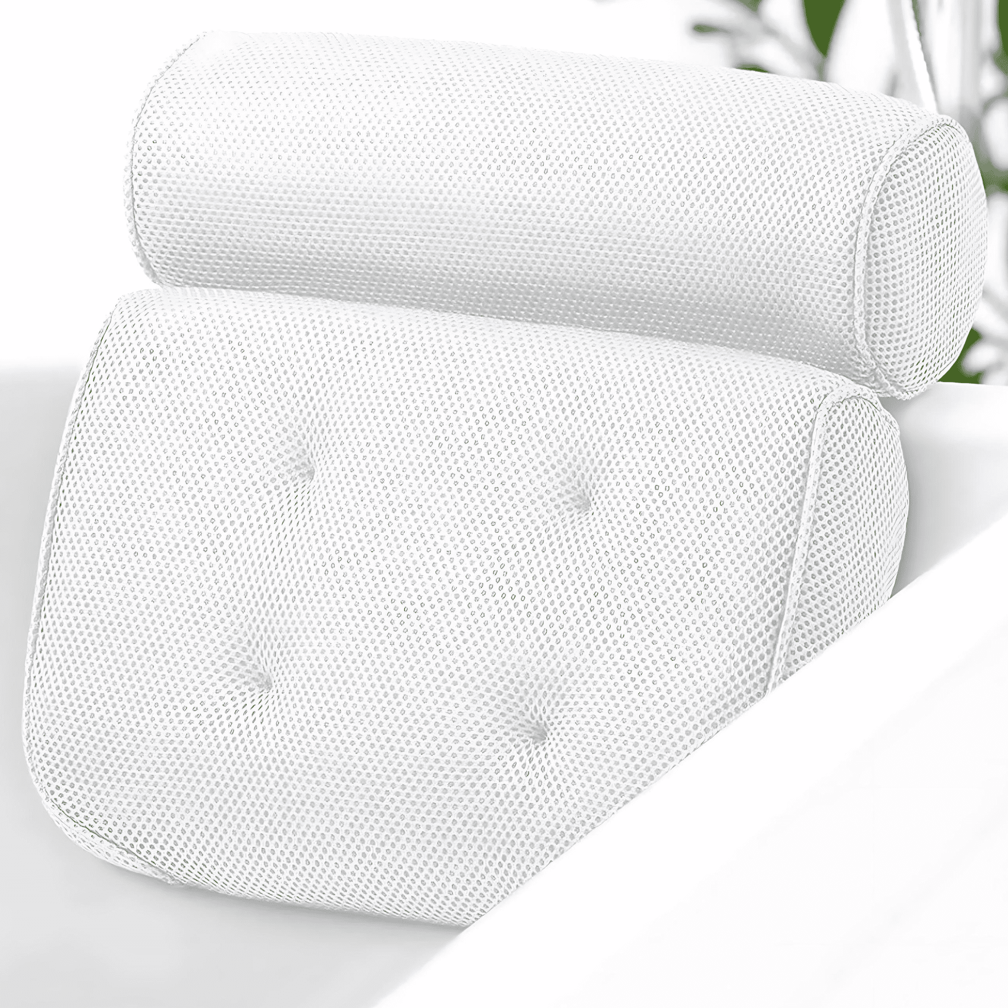 "NRF Supplies Ergonomic Bath Pillow, White, Non-Slip 6 Suction Cups, 14 ...