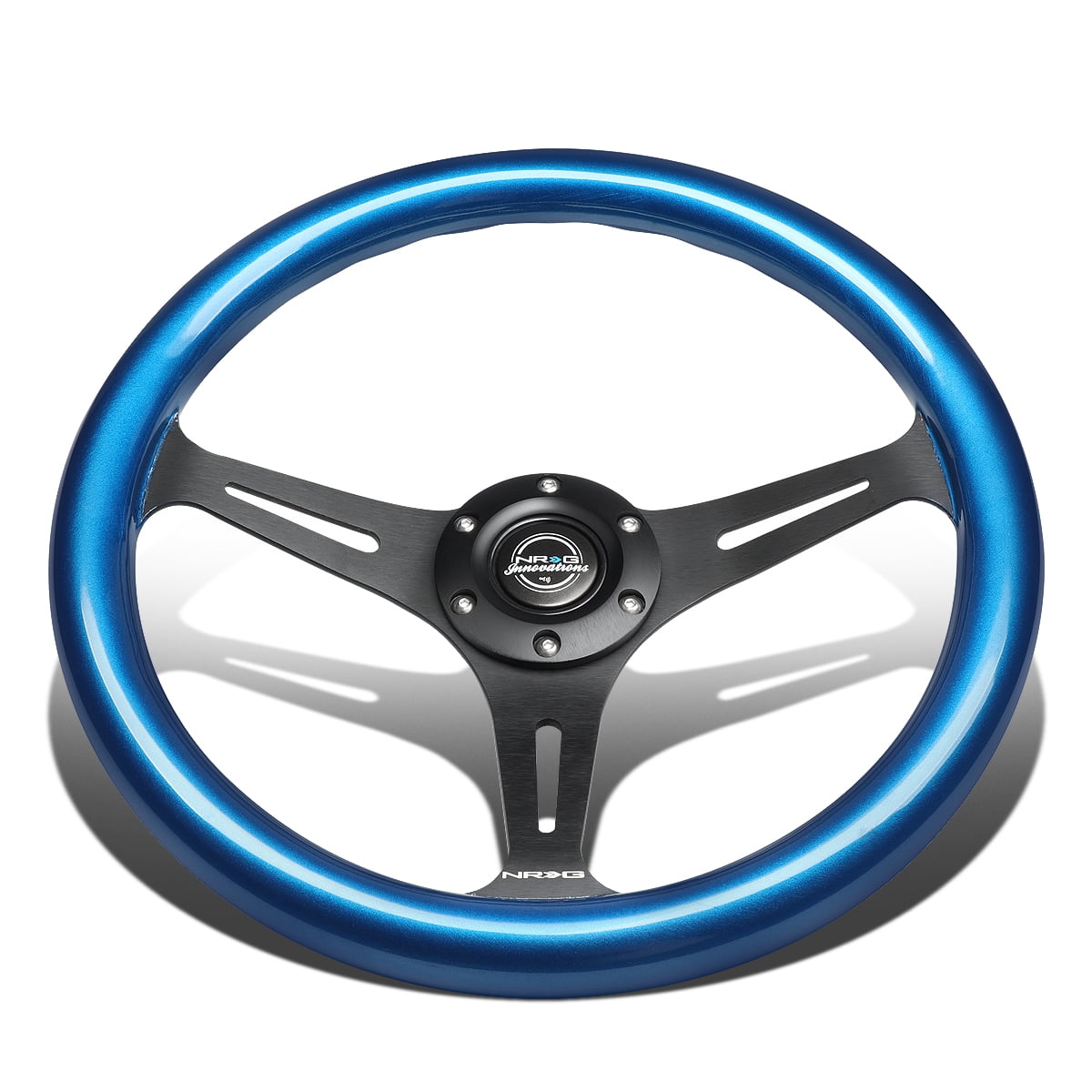 NRG Innovations NRG-ST-015BK-BL 350mm 2" Deep Dish Spoke Glossy Blue ...