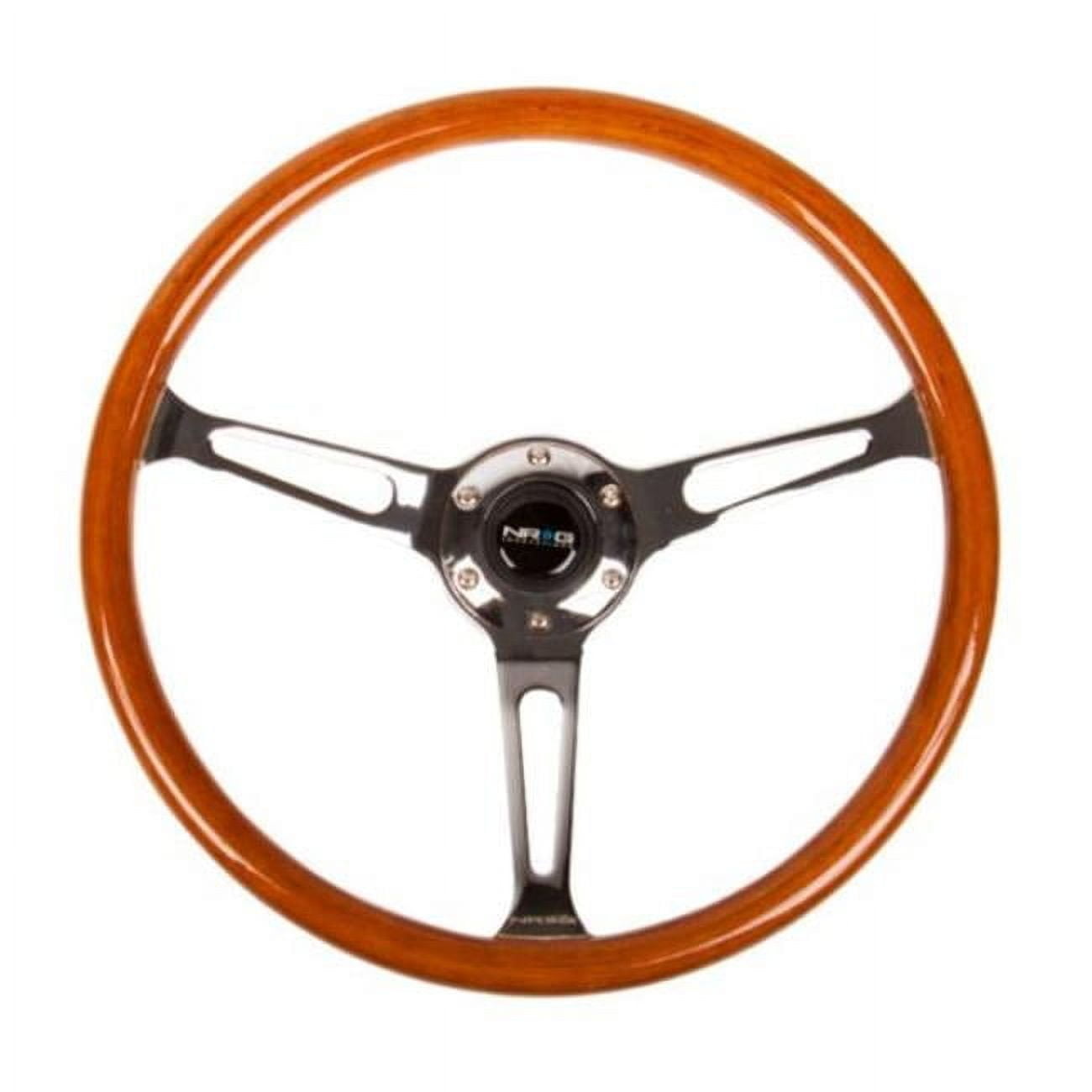 NRG Reinforced Steering Wheel (360mm) Classic Wood Grain w/Chrome ...