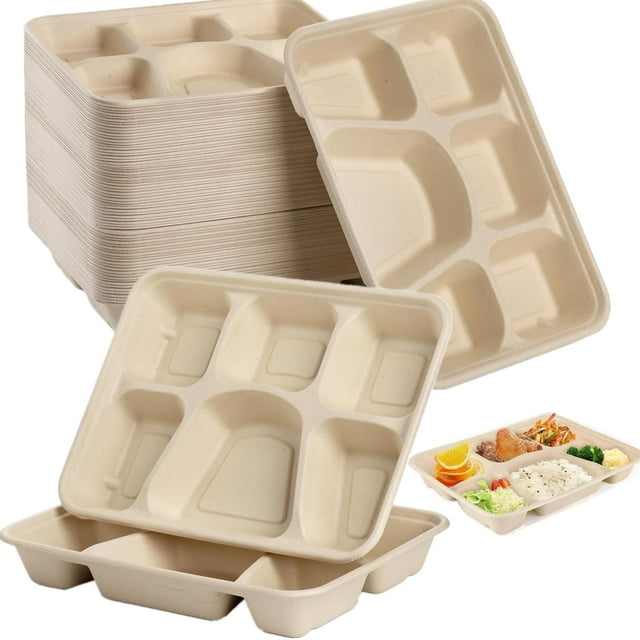 NROZIET 50 Pack 6 Compartment PaperPlates, AFN1Disposable Divided ...