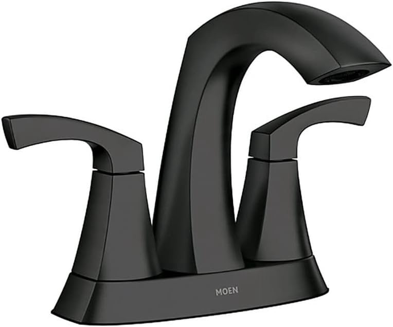 Moen Lindor 84506BL Matte Black 2-Handle 4-in Centerset Bathroom Sink ...