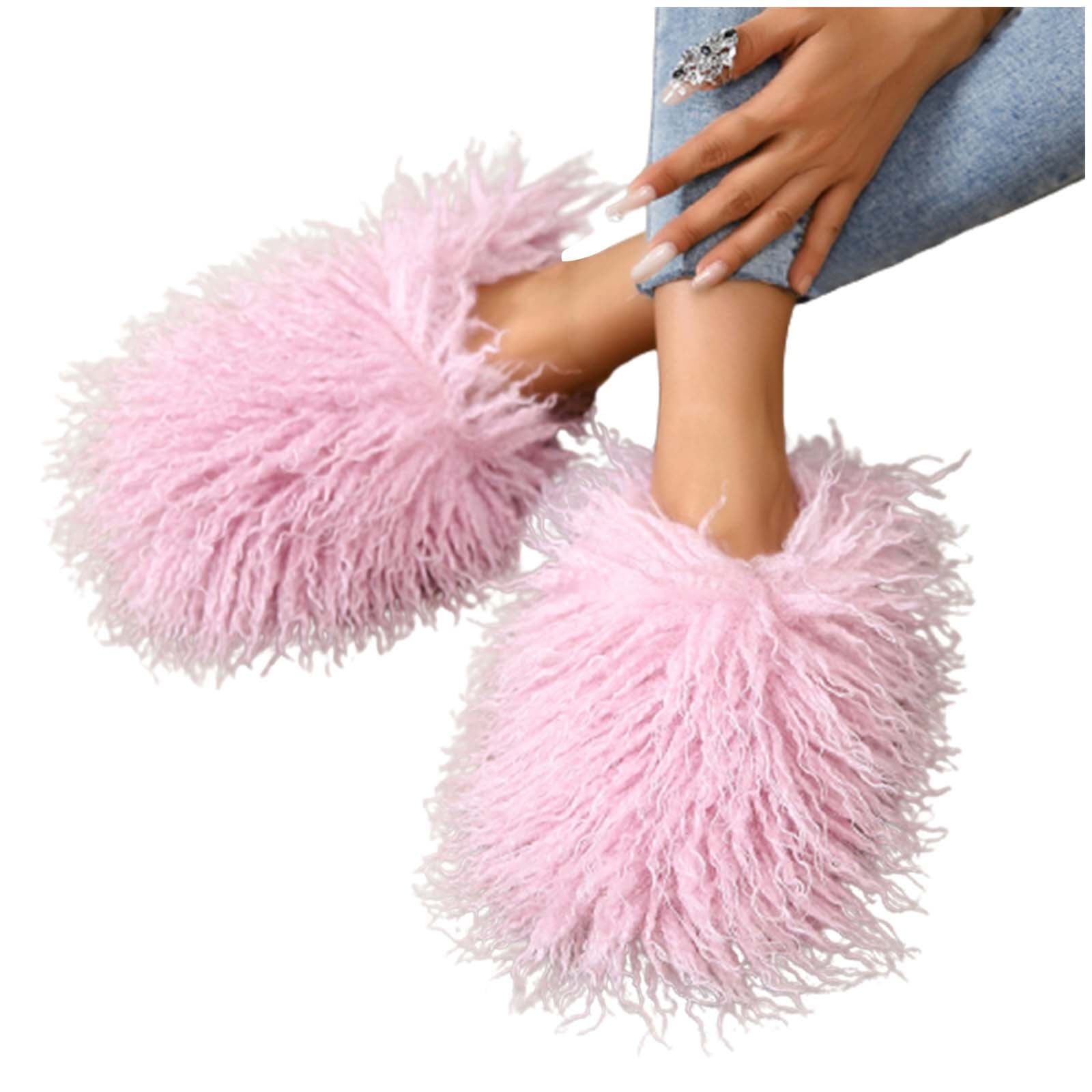 NRUDPQV Winter Slippers for Women Indoor Fluffy Casual Long Plush Flat ...