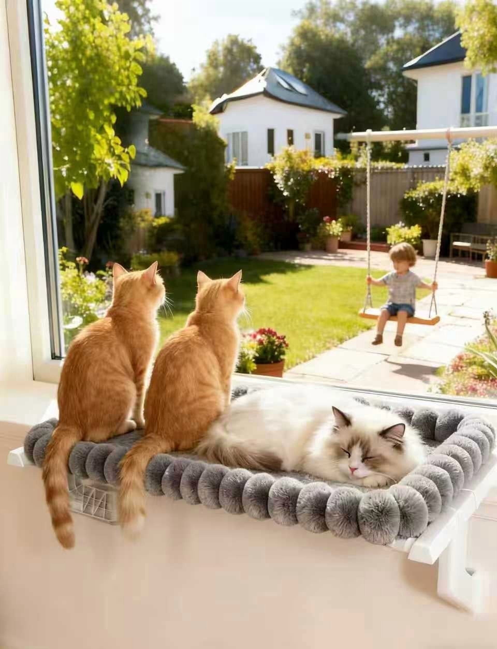NRYDEPET Heavy-Duty Cat Window Perch – Soft Cozy Warm Plush Cover with ...