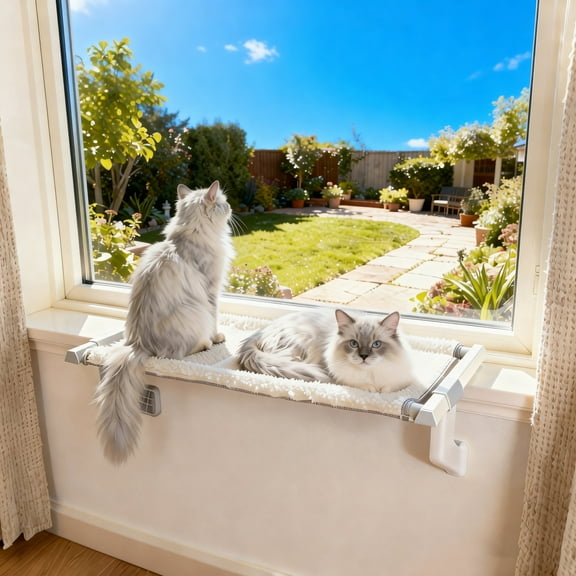 L&W BROS. All-Metal Frame with Cushion Bed Cat Window Sill Perch ...