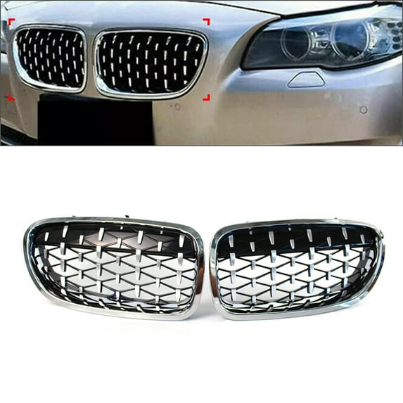 NS Diamond Grille Front Kidney Grill Automotive Grilles Chrome ABS for 5 Series F11 touring ...
