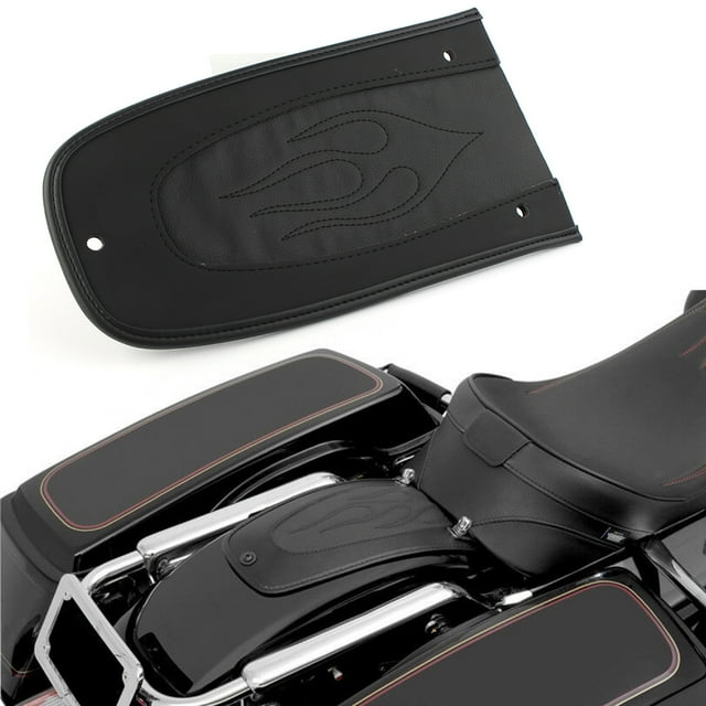 NS Drag Black Flame Stitch Leather Rear Fender Bib for Harley Touring ...