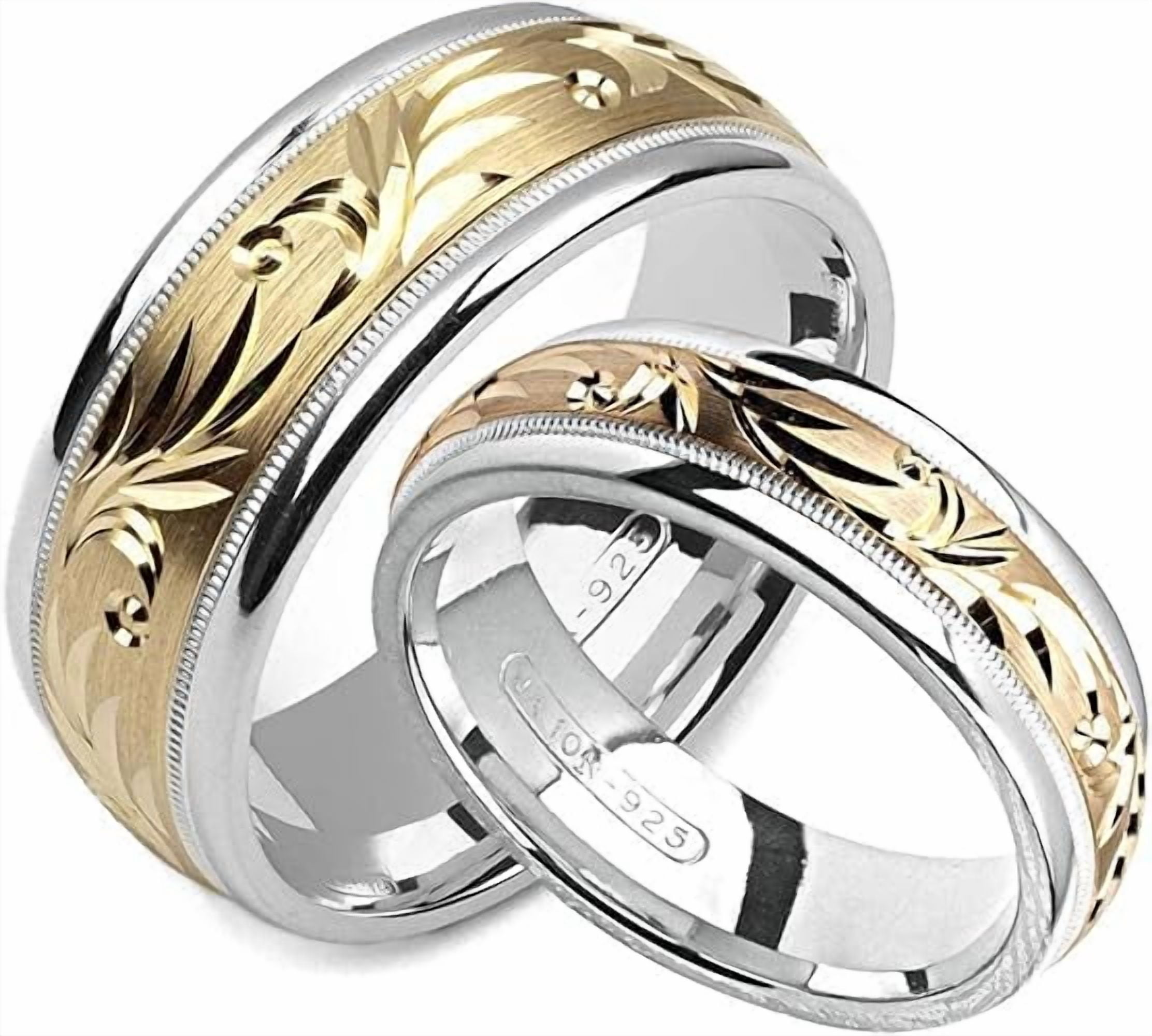 NS Enterprise Two-Tone Sterling Silver & 10K Yellow Gold Wedding Band ...