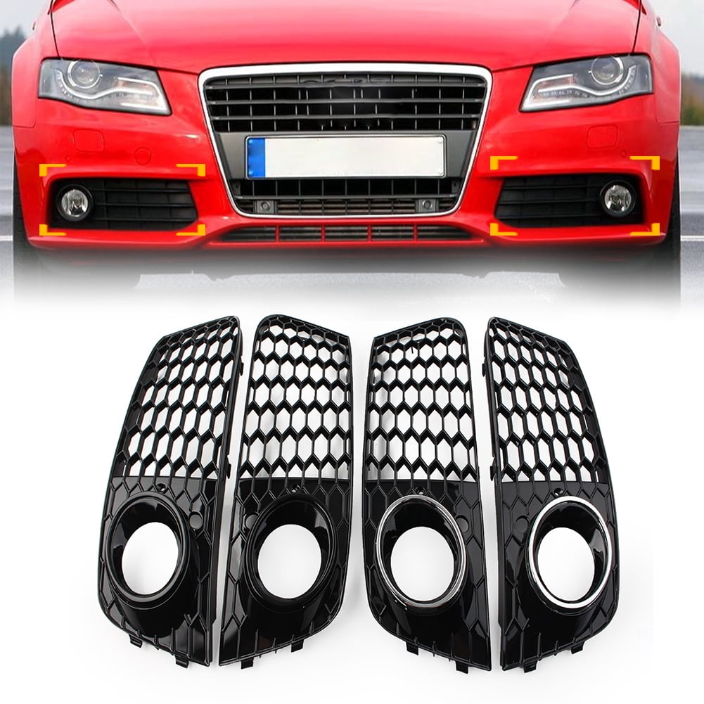 NS Front Fog Light Honeycomb Hex Mesh Grille Cover for Audi A4 B8 2009 ...