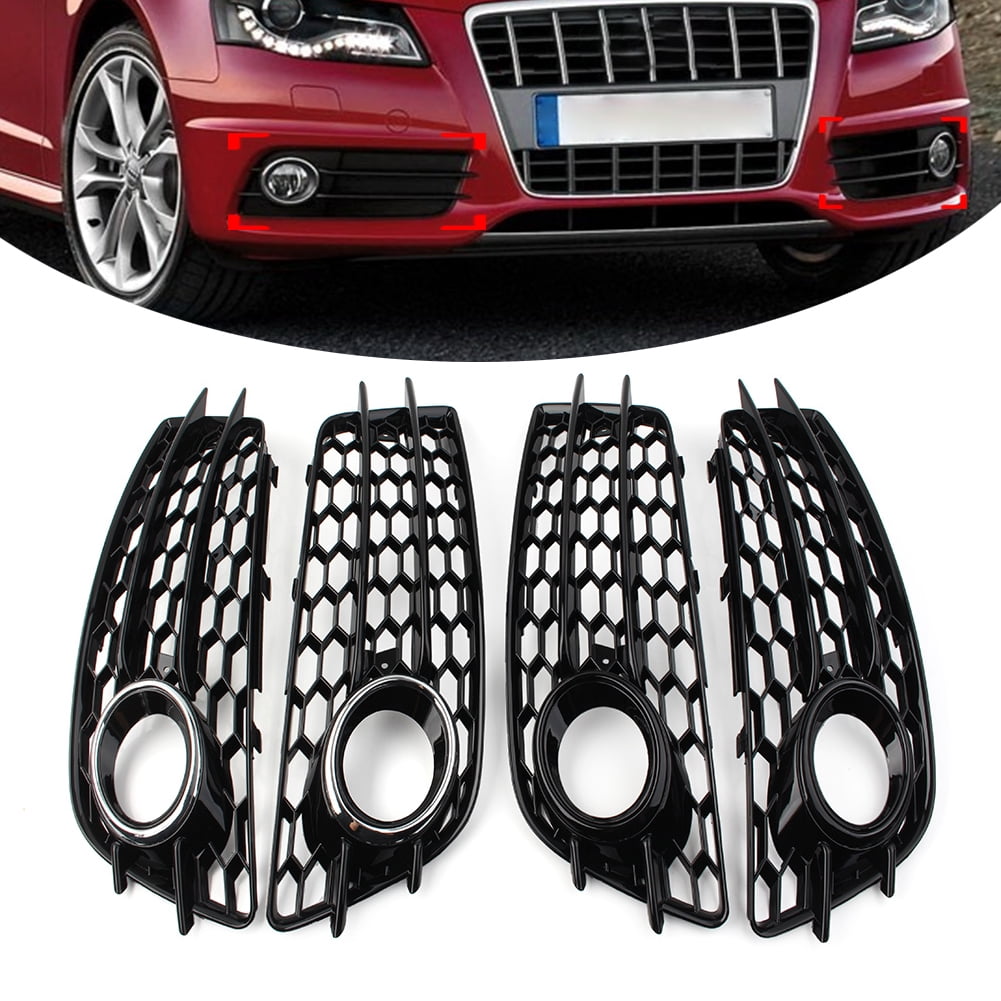 NS Front Bumper Fog Light Grille Mesh Cover Honeycomb for Audi A4 B8 S4 ...