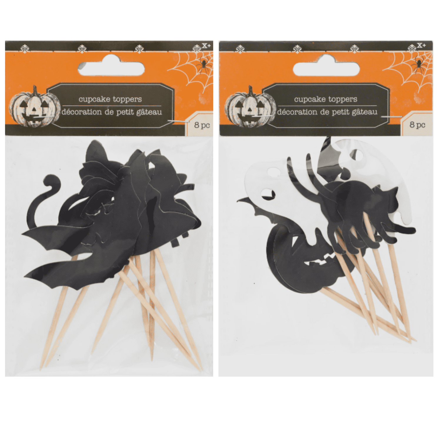 NS Halloween Cupcake Toppers 16Pcs Black Assorted Style Cake Toothpick ...