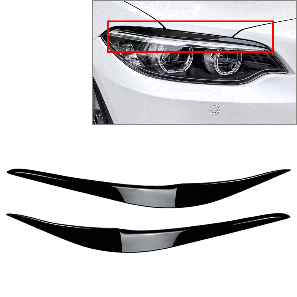 NS Headlight Eye Lid Cover Trim Lamp Eyebrow Glossy Black ABS for 2 ...