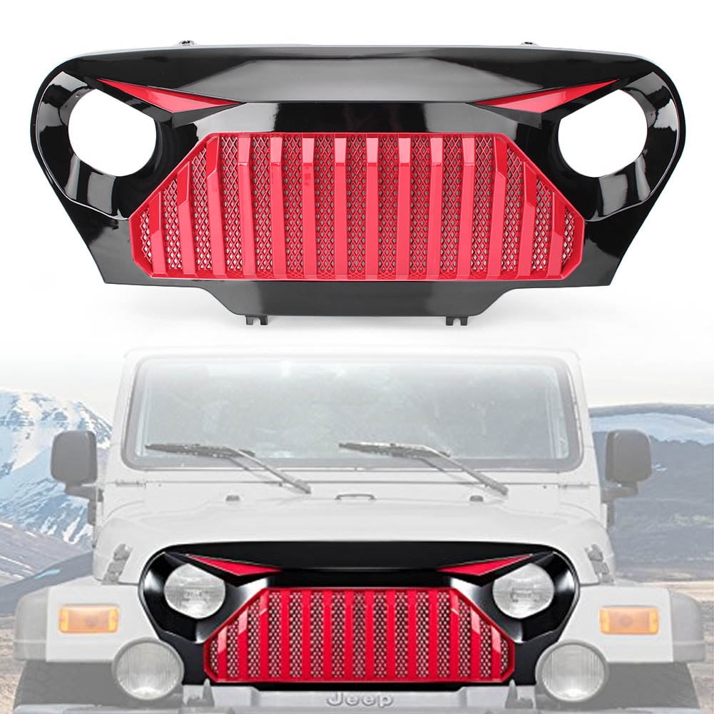 NS for 97-06 Jeep Wrangler TJ Angry Grille Gladiator Grill Glossy Red ...