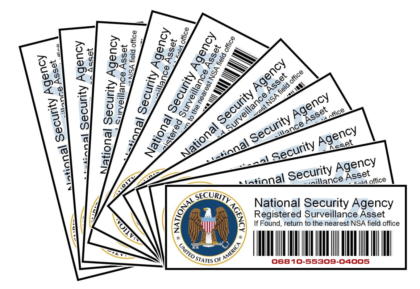 NSA Asset Tags - Set of 10 - National Security Agency Property ...