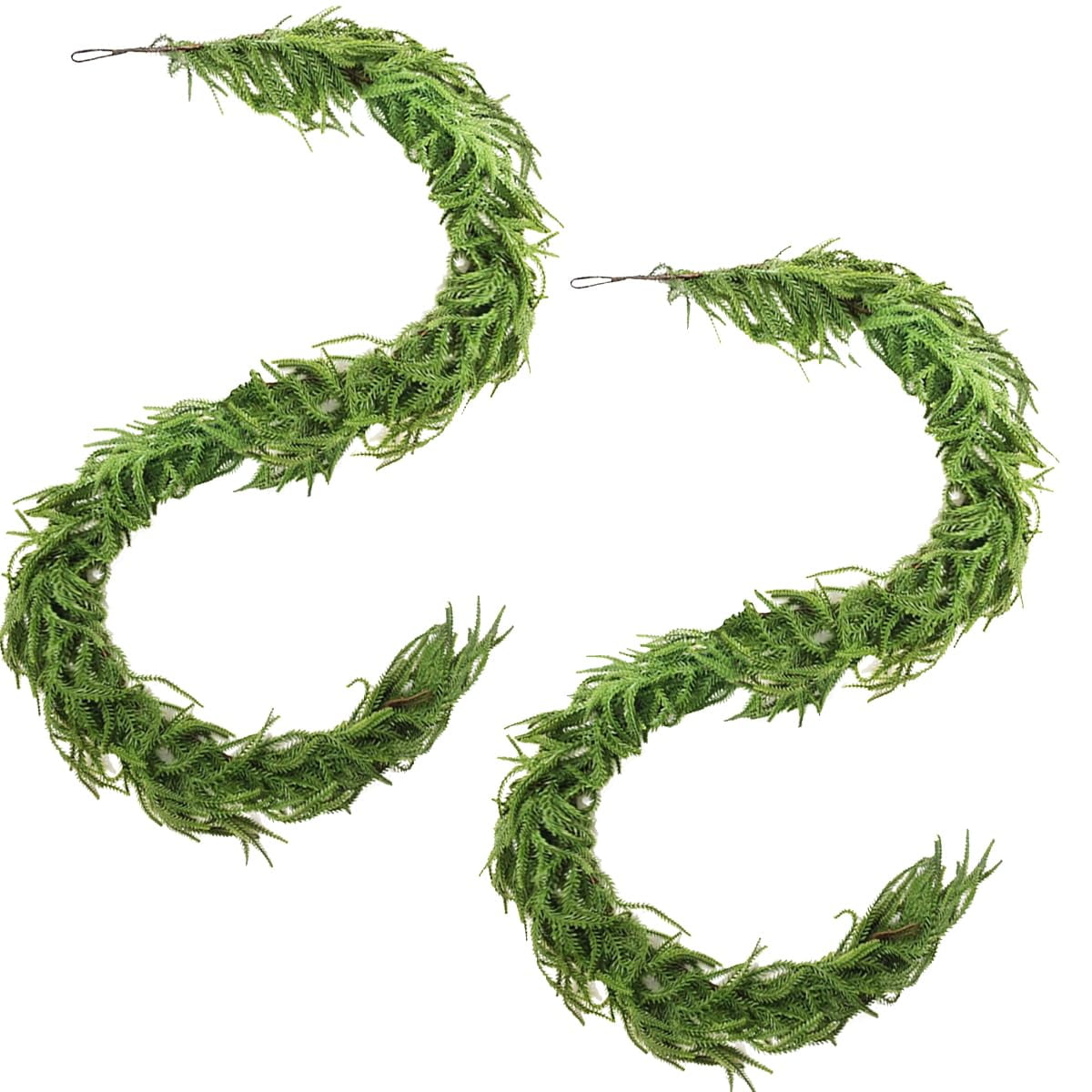 NSBELL 2PCS 6Ft Artificial Norfolk Pine Garlands, Real Touch Winter ...