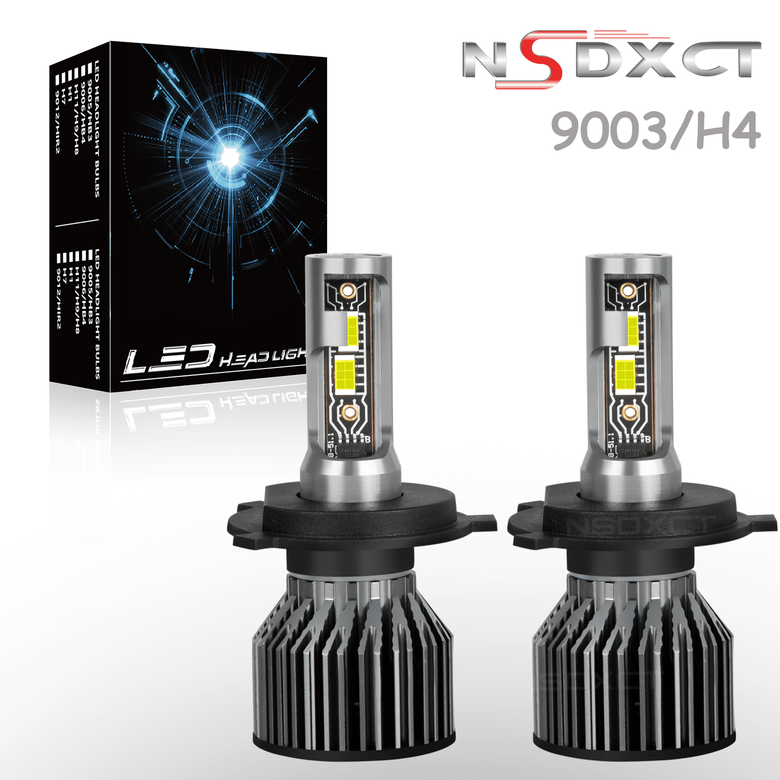 NSDXCT 2x H4/9003 High/Low Beam LED Headlights Conversion Kit White for 2000-2020 Hyundai Accent ...