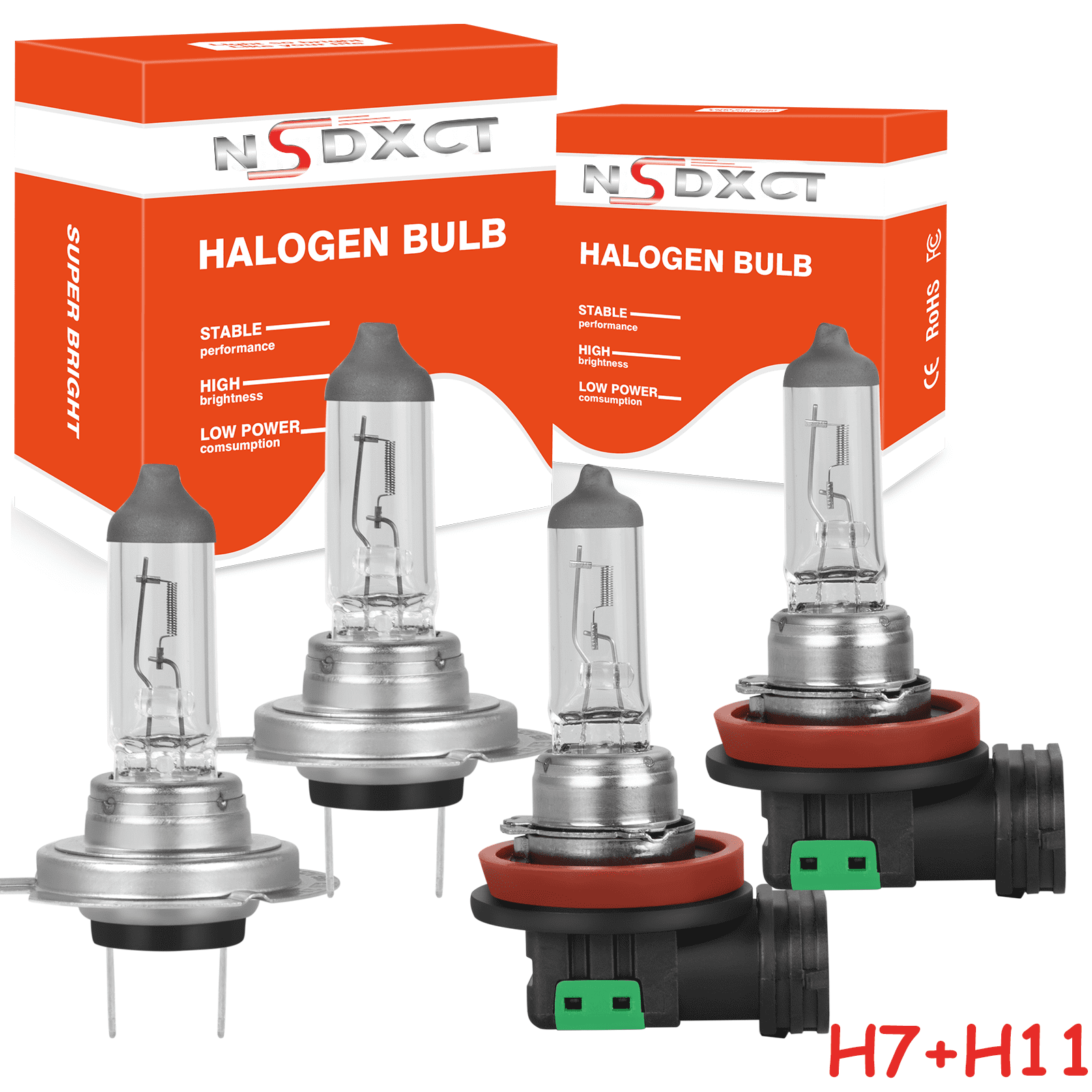 NSDXCT 4x H7 H11 Halogen Headlight Bulbs Kit High/Low Beam for Hyundai ...