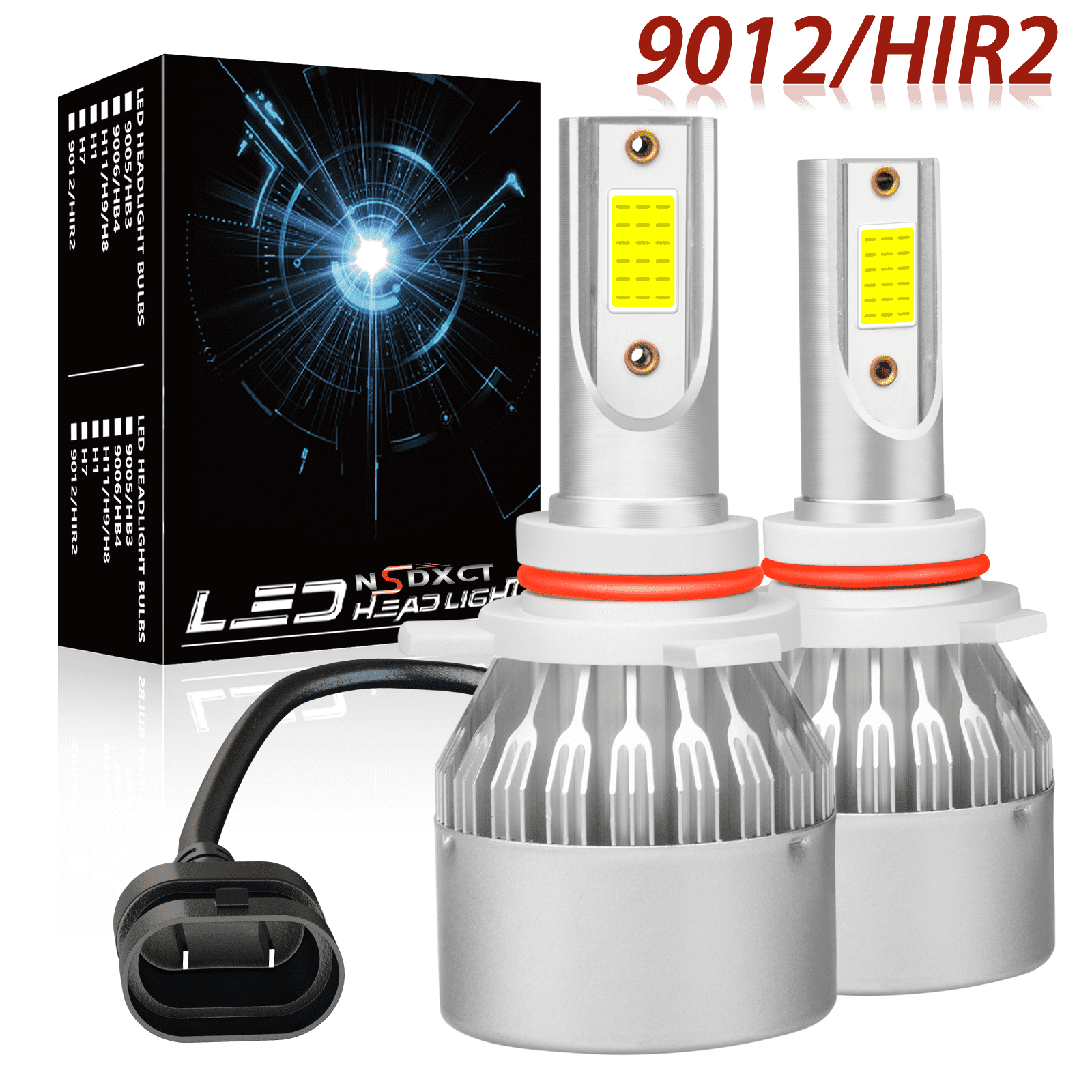 NSDXCT 9012 HIR2 LED Headlight Conversion Kit High/Low Beam Bulb 6000K ...