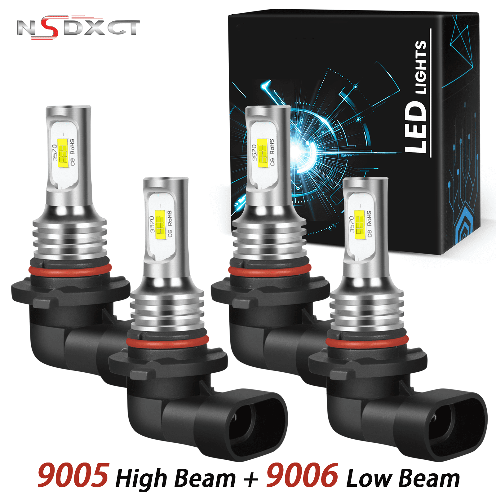 NSDXCT For Toyota Corolla 2001-2013 4X Combo LED Headlights High/Low ...