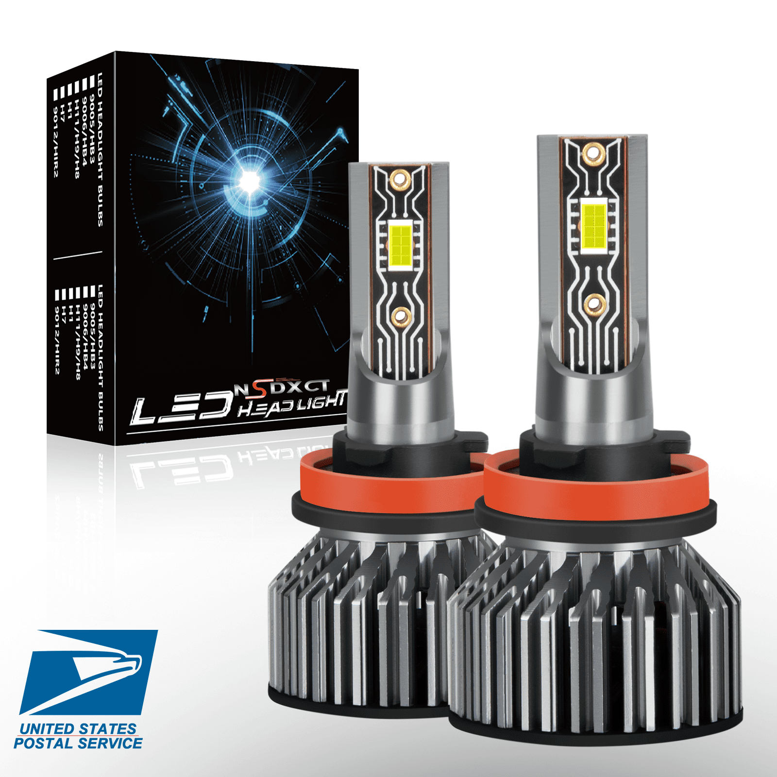 NSDXCT H11 LED Headlight Bulbs 10000lm 6000K Cool White Wireless for ...