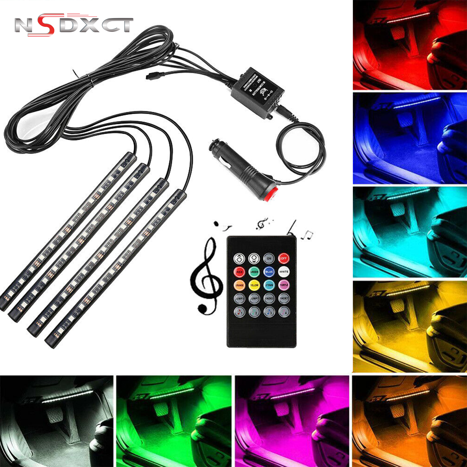 NSDXCT Led Light Strip,RGB-LED Glow Car Interior Lamp Under Dash ...