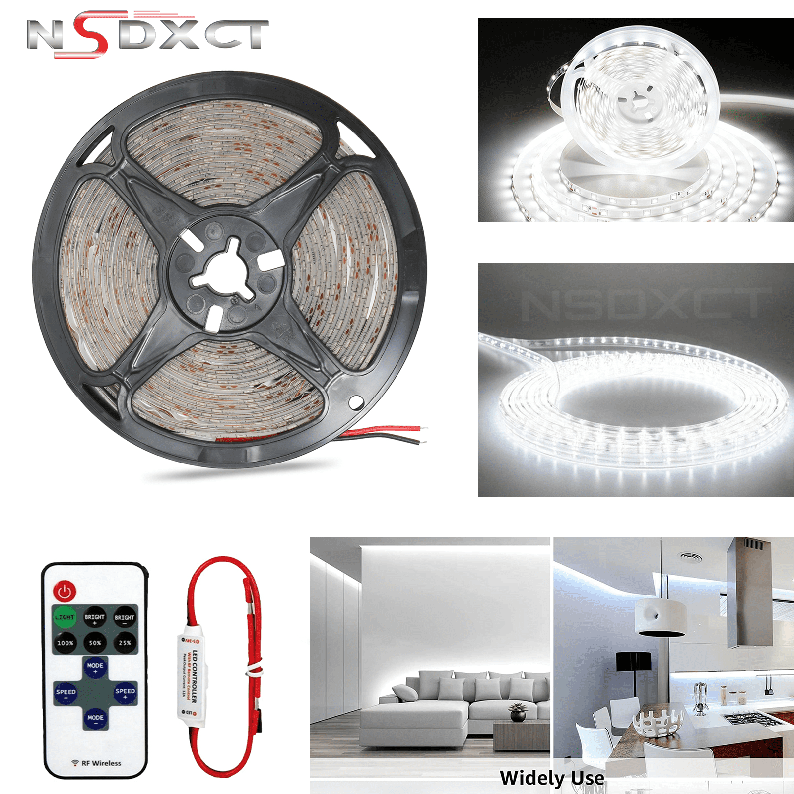 NSDXCT White LED Strip Lights, Upgraded 16.4ft Dimmable LED Light Strip ...