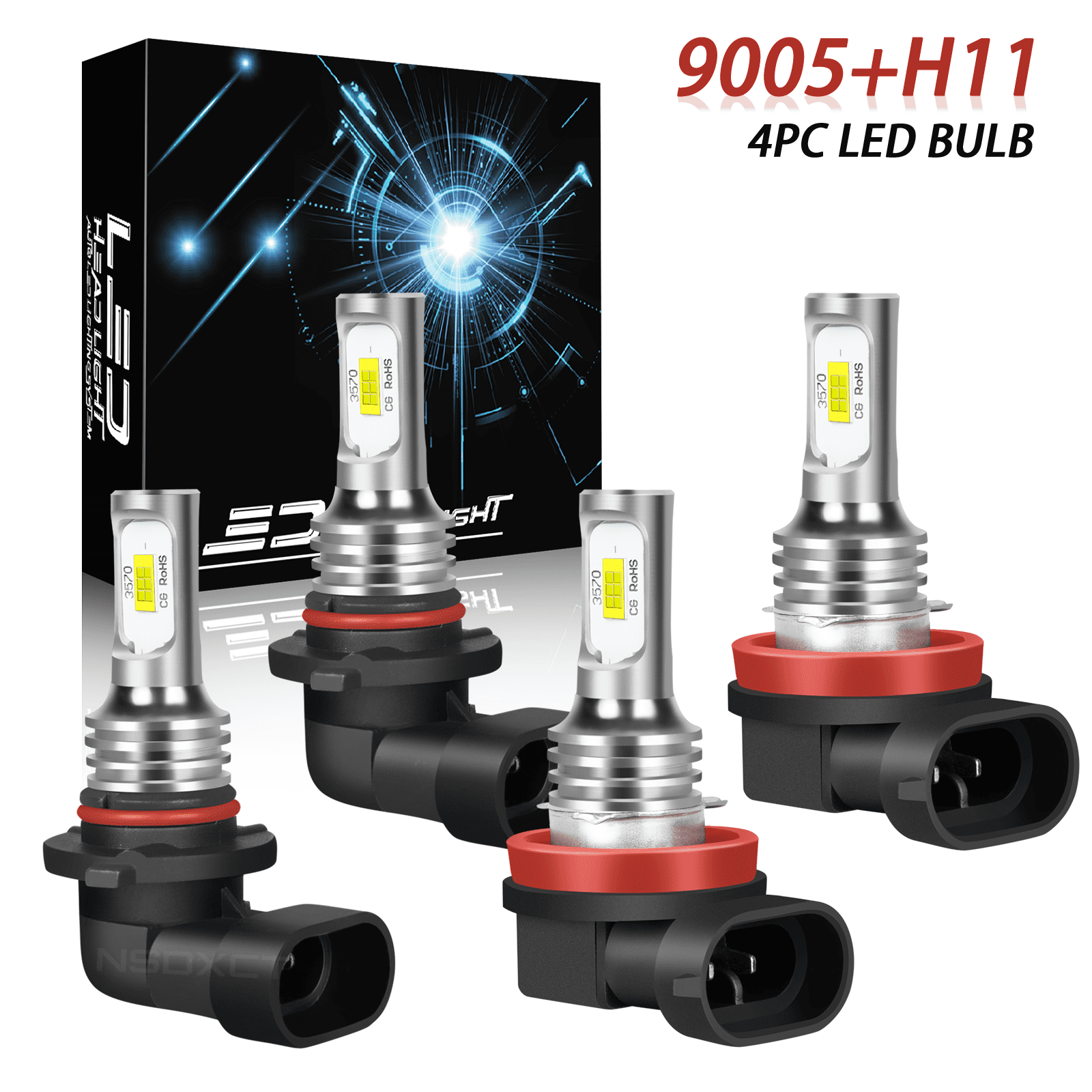 NSDXCT for 2010-2016 Cadillac SRX LED Headlight Bulb 9005 High Beam+H11 ...