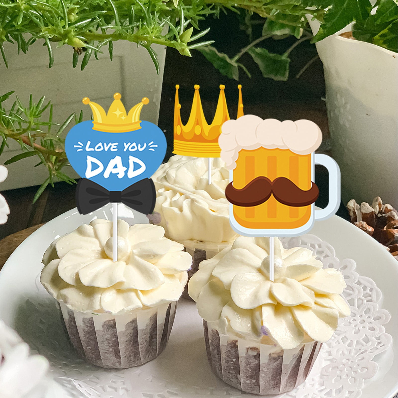 NSESSHome 12 Pcs Happy Fathers Day Cupcake Toppers and Wrappers, Happy ...