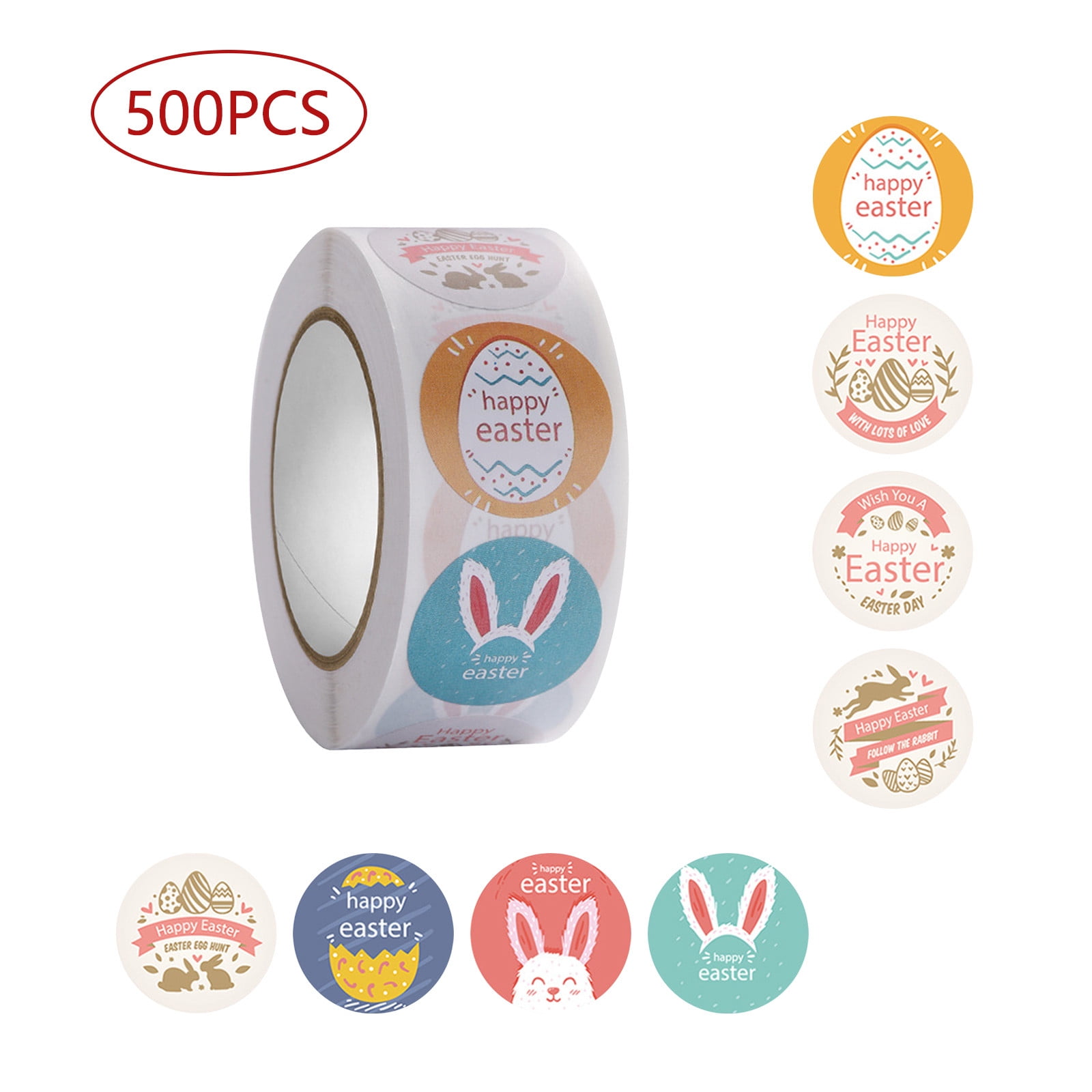 NSESSHome 500 Pcs Easter Stickers 1 Inch Bunny Stickers Cute Egg ...