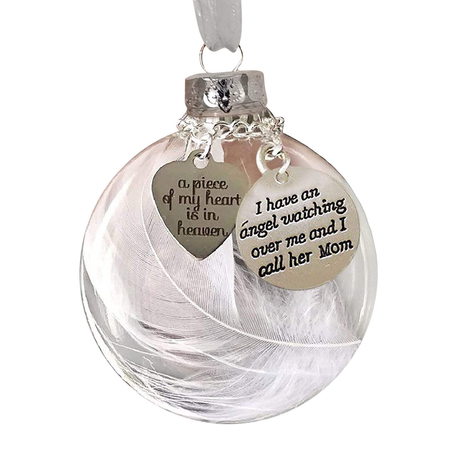 NSESSHome Clear Christmas Memorial Ornament Feather Ball, A Piece of My ...